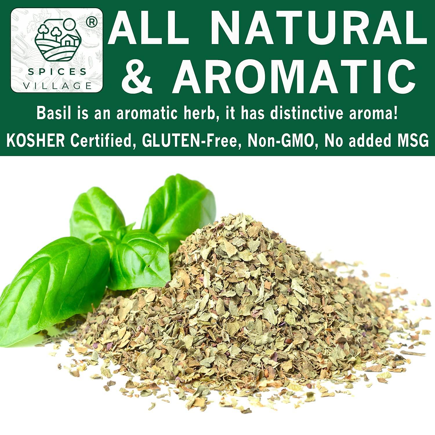 Spices Village Dried Basil (2.3 oz) - All Natural Sweet Basil Leaves ...
