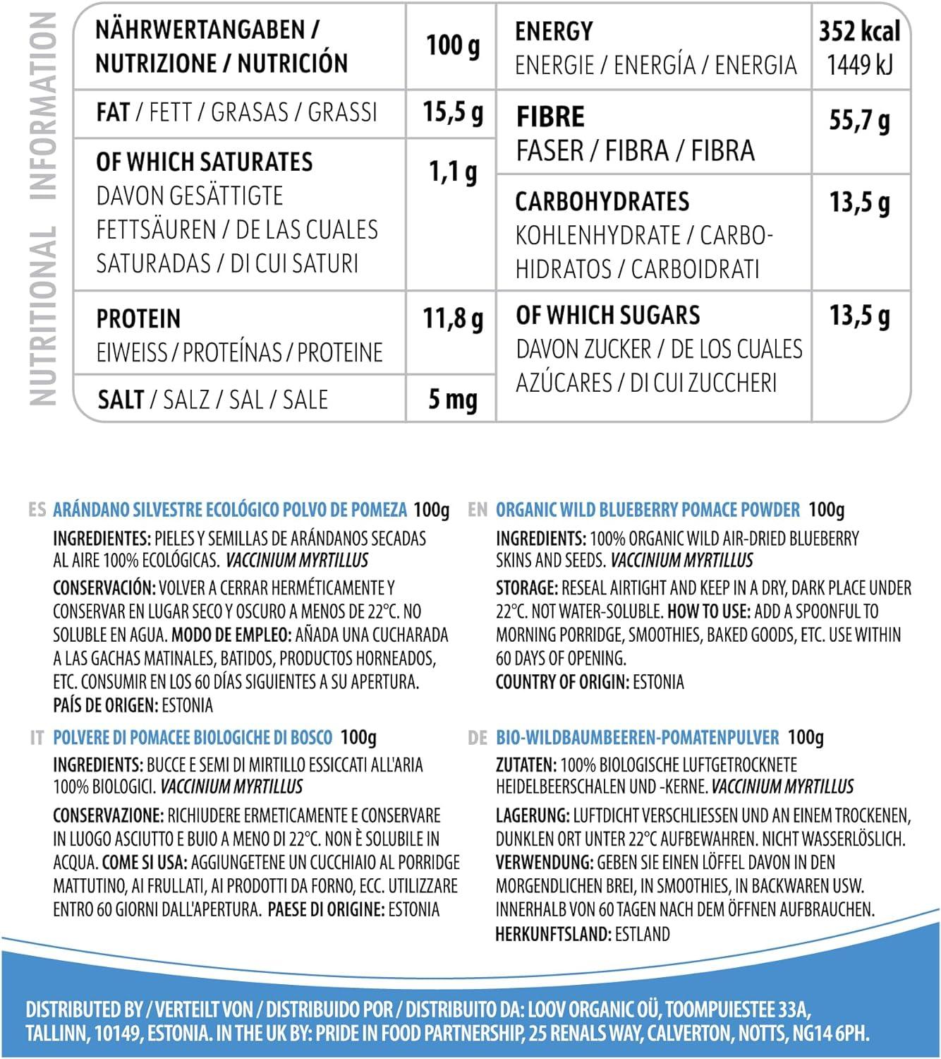 LOOV Wild Blueberry Powder Organic (Pomace Powder) Wild-Crafted from ...