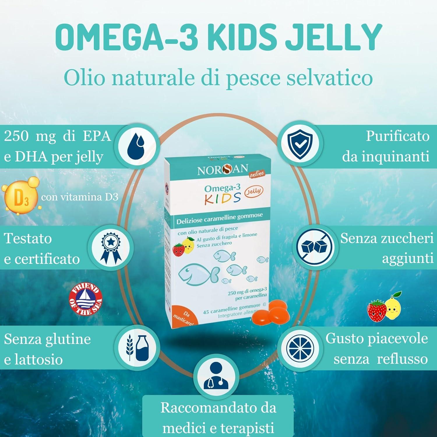 NORSAN Omega 3 KIDS Jelly 45 high dosed lozenges/omega 3 child 1.000mg ...