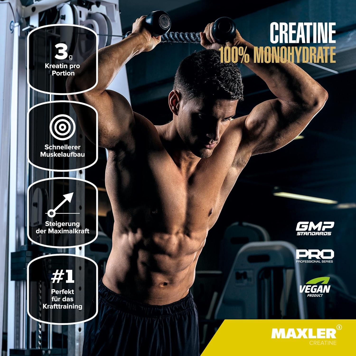 Maxler 100% Creatine Monohydrate 300g - Vegan Tasteless 100 Portions ...