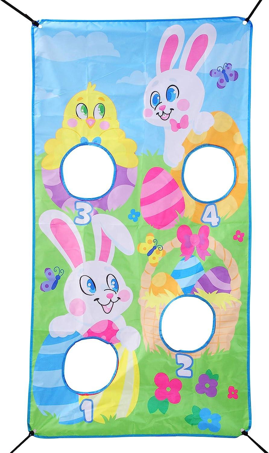 JOYIN Easter Toss Game Set - 12 Bean Bags, Rings, Cones & Bunny Banner ...