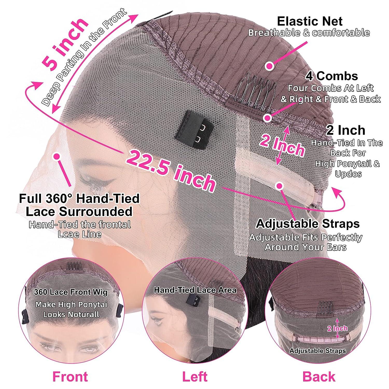 20 Inch Body Wave 360 Lace Front Human Hair Wig - Pre-Plucked, 180% ...