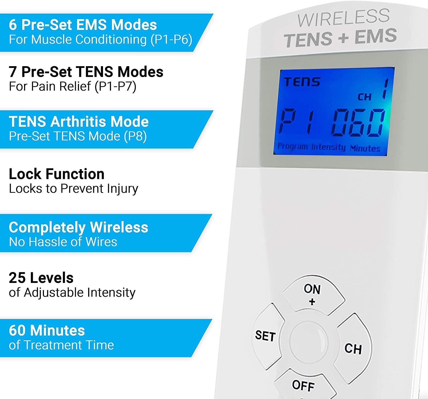iReliev Wireless TENS + EMS Therapeutic Wearable System - Pain Relief ...