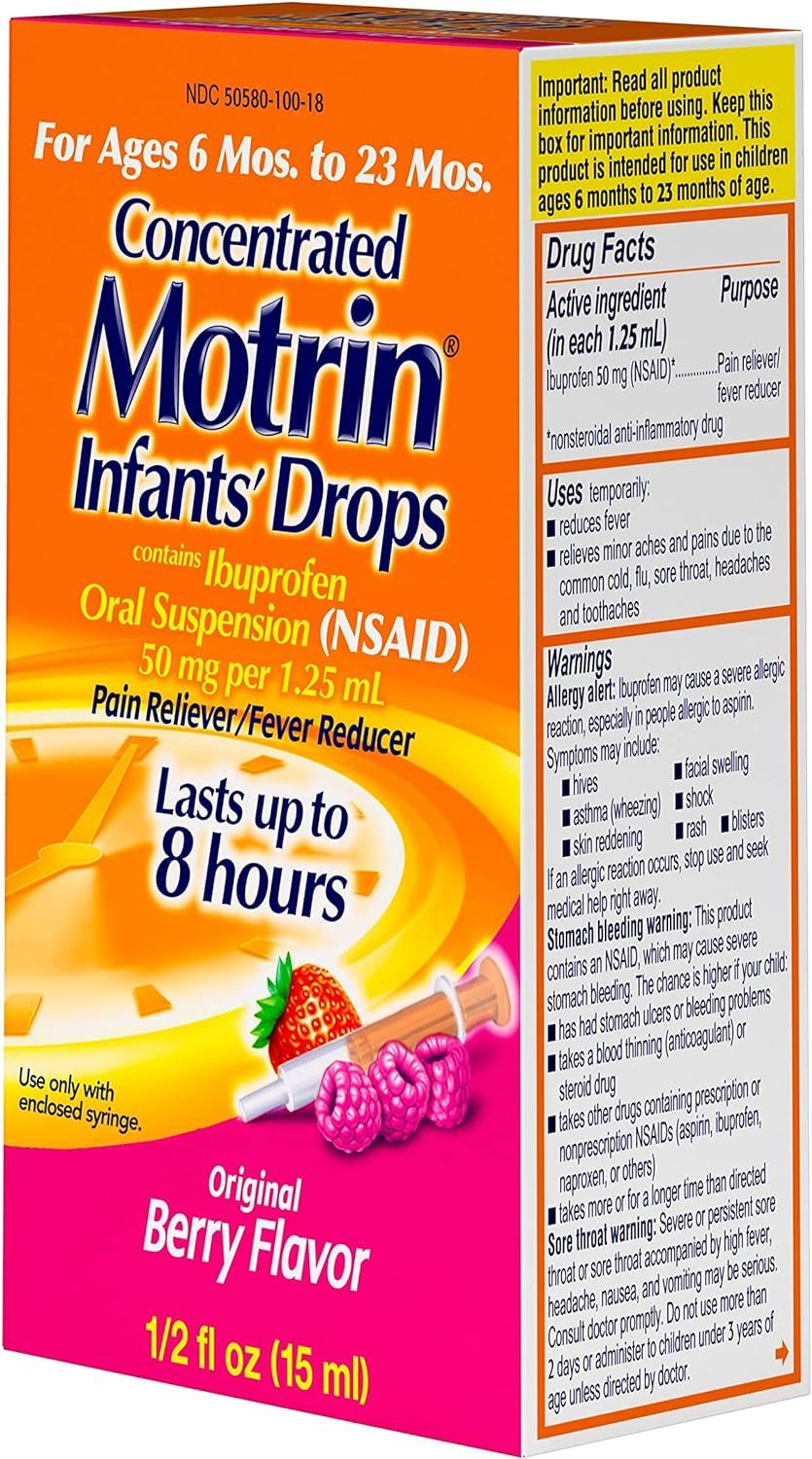 Infants' Motrin Concentrated Drops 0.5 oz, Berry Flavored | Fever ...