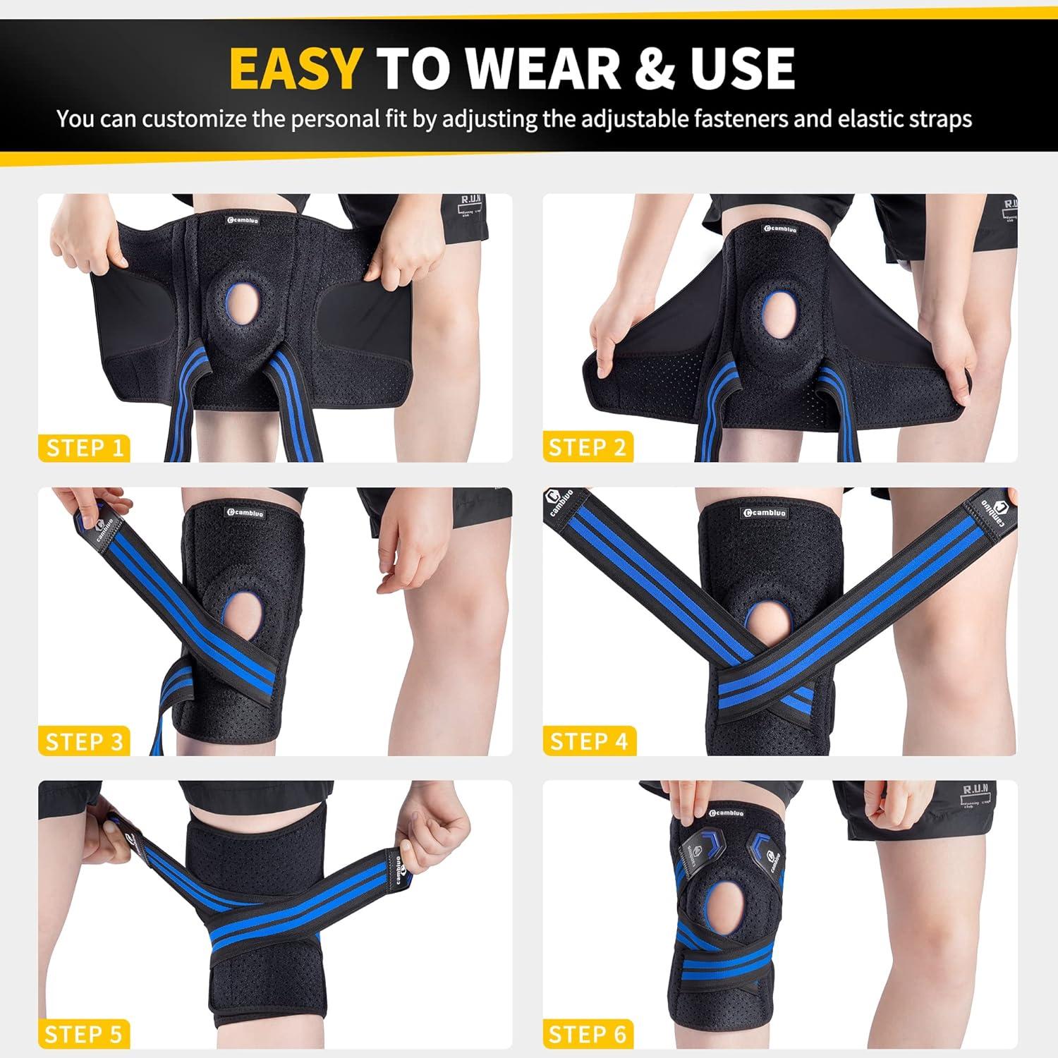 CAMBIVO Anti-Chafing Knee Brace with Side Stabilizers - Adjustable ...
