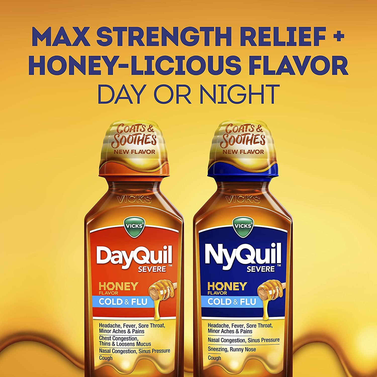 Vicks Dayquil Nyquil Severe Honey Combo Pack 12 Oz Maximum Strength