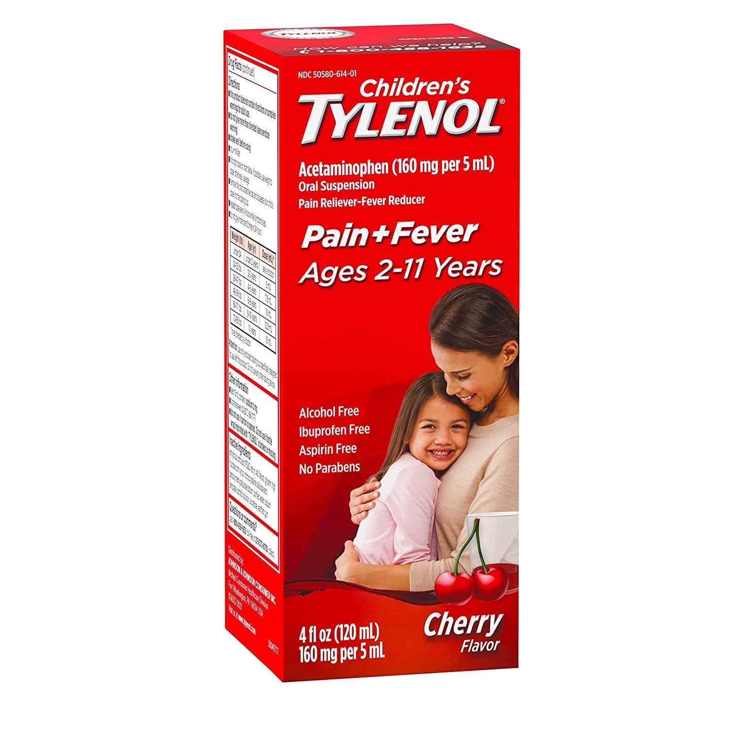Tylenol Children's Oral Suspension Cherry Medicine 4 Fl Oz | Pain ...