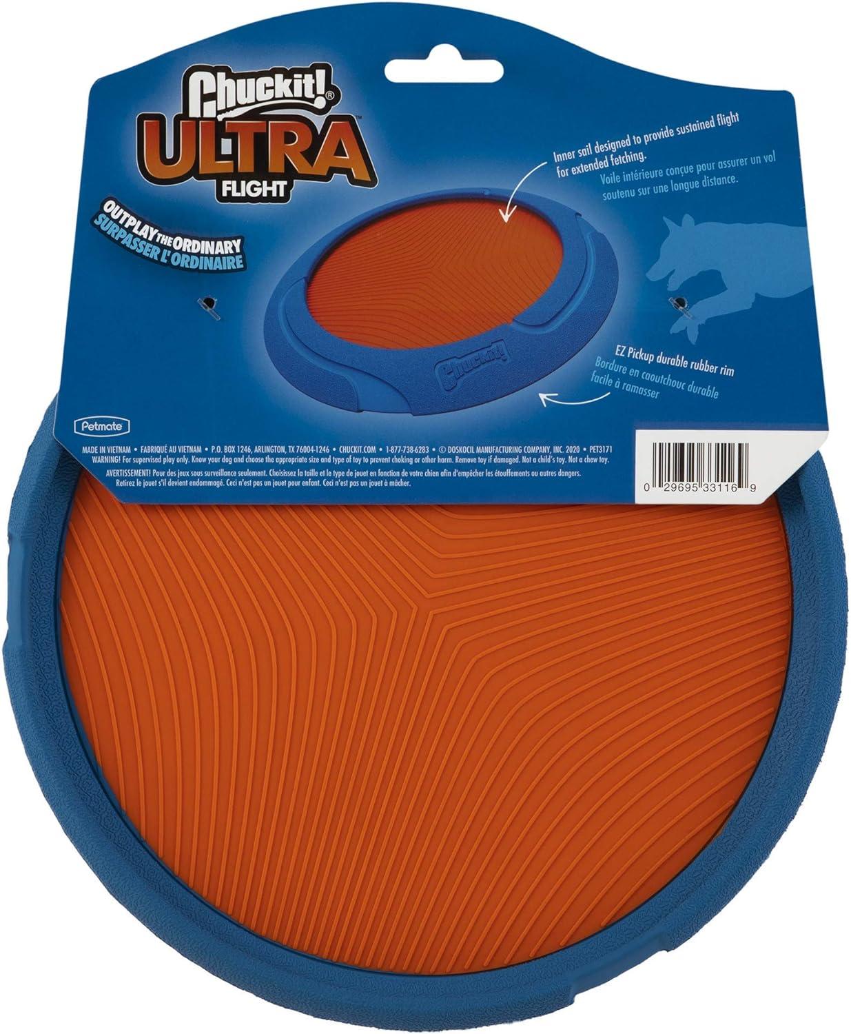 Chuckit! Ultra Flight Frisbee Rubber Dog Toy | Extended Distance ...