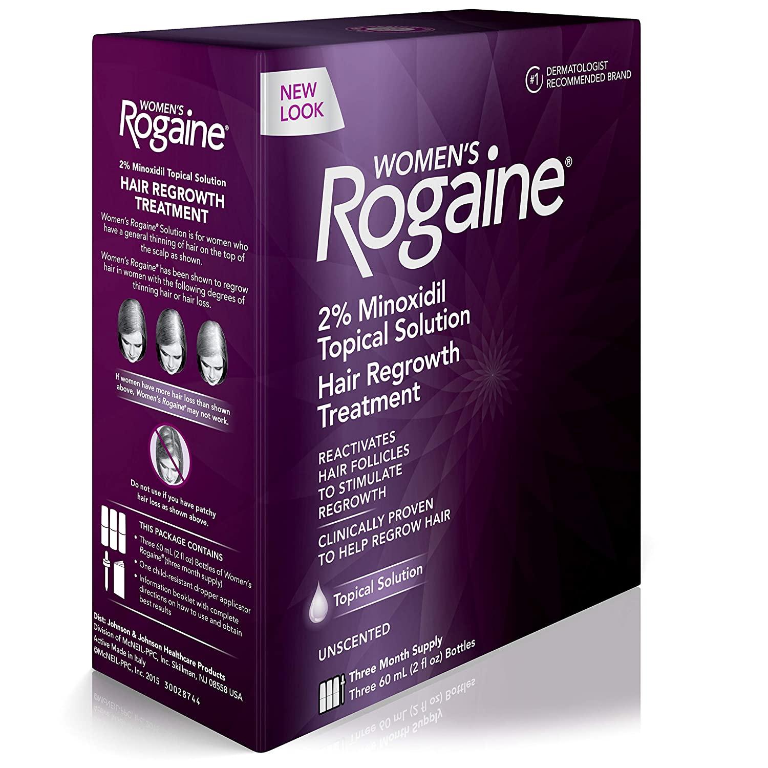 Women's Rogaine 2% Minoxidil Topical Solution, 3-Month Supply - Hair ...