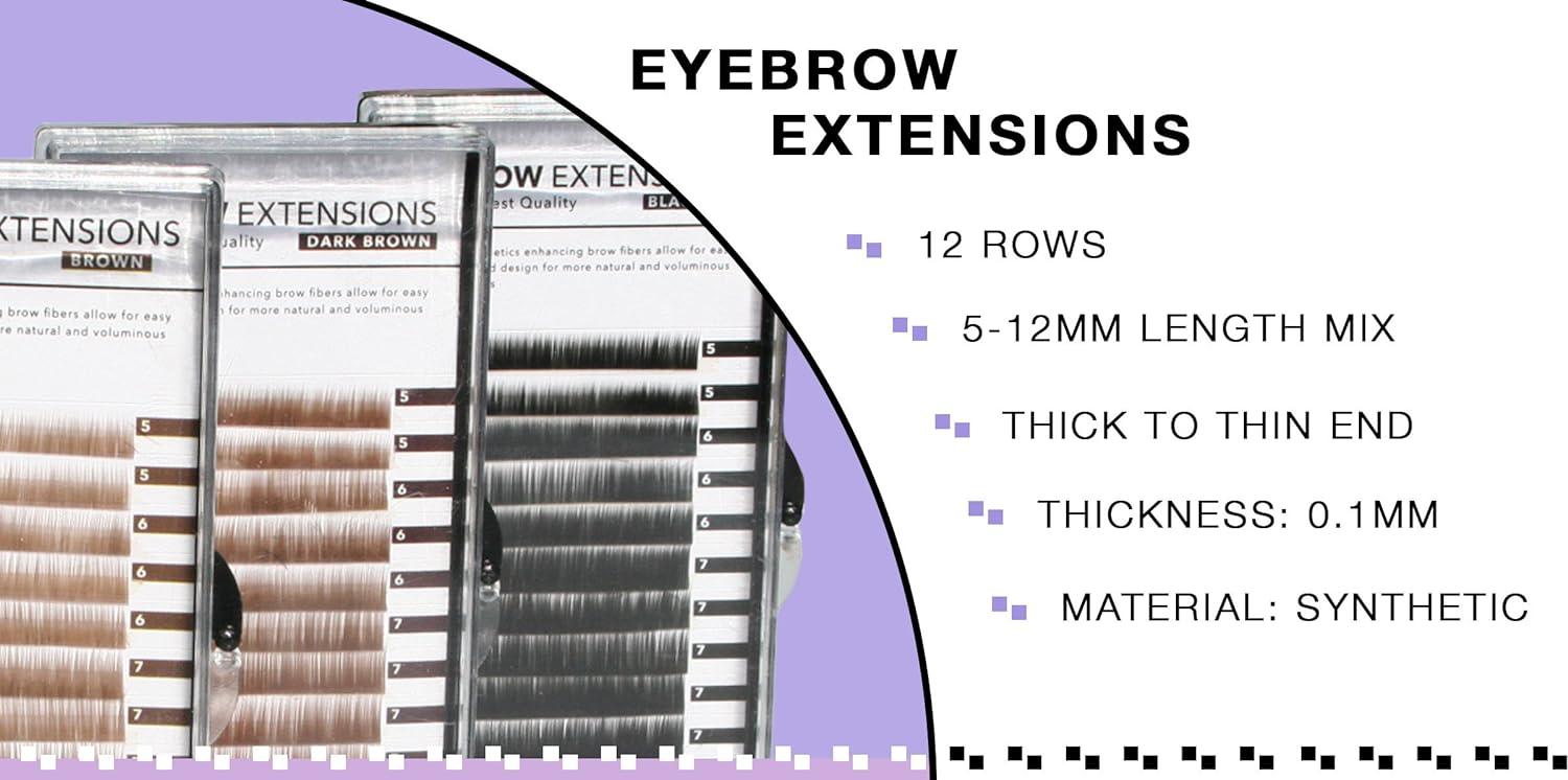 Black Mink Eyebrow Extensions Kit - Mixed Length Trays 5-8mm - Kc ...