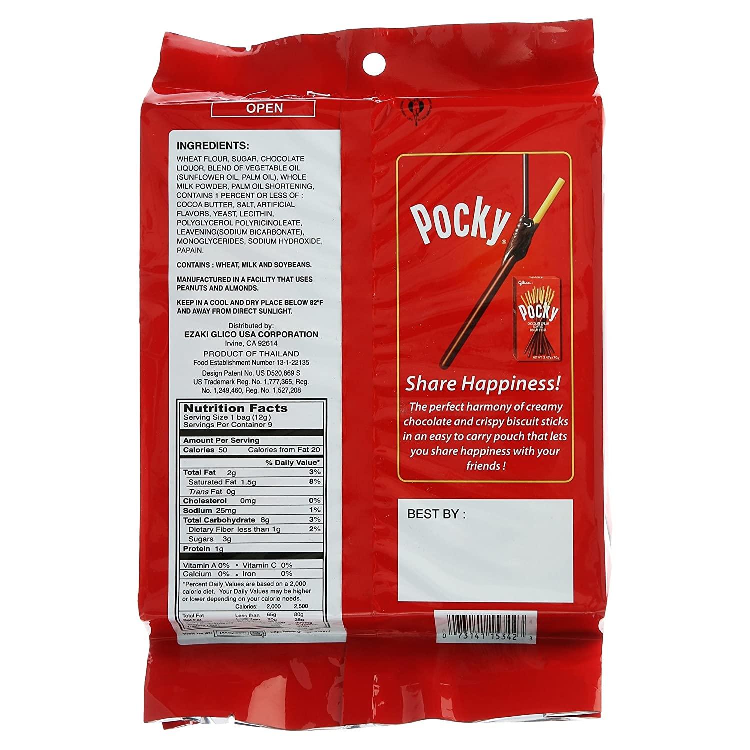 Glico Pocky Chocolate Cream Biscuit Sticks - 9 Individ. Bags (4.13 oz ...