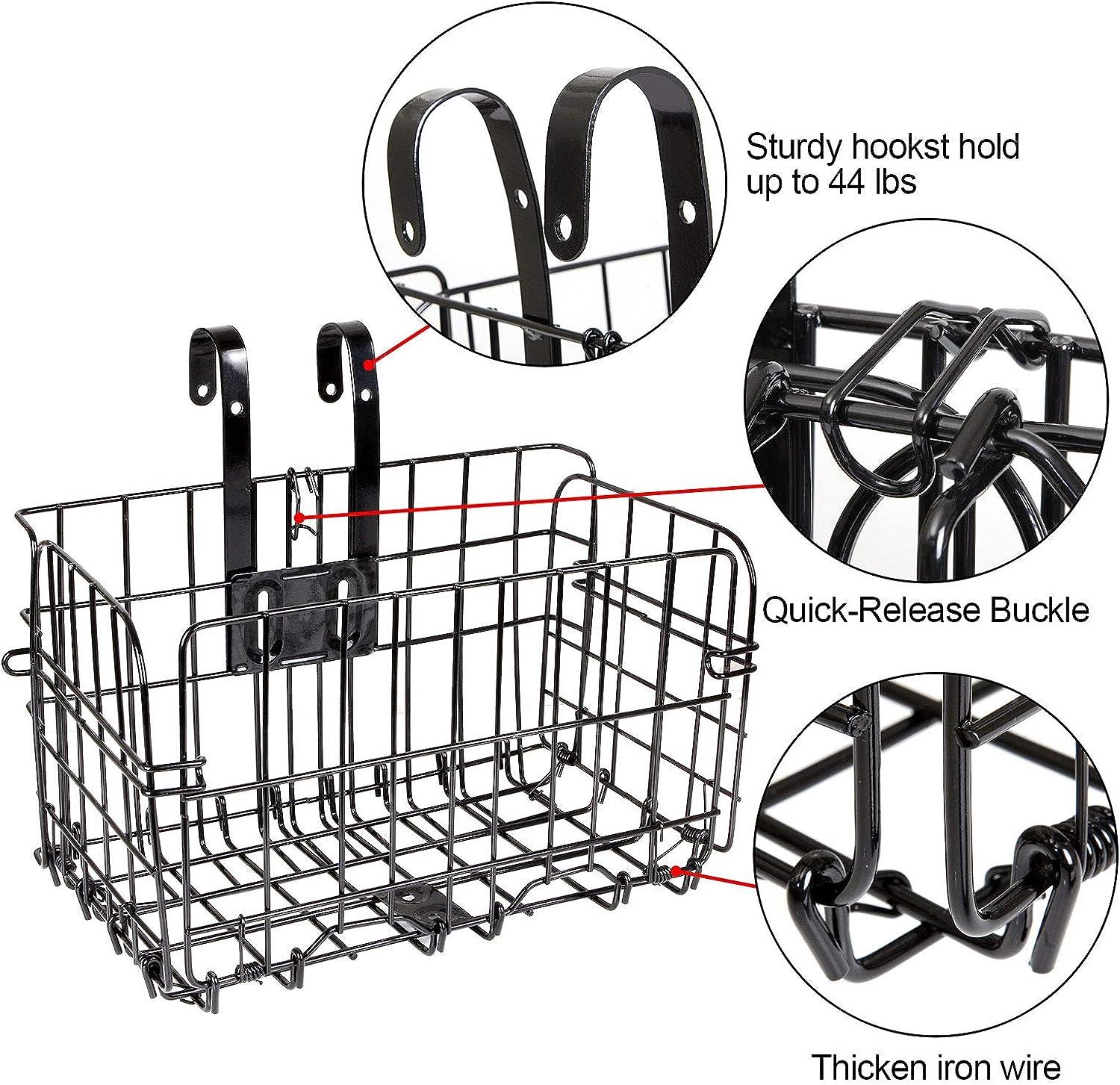 Folding Rear Bike Basket | Detachable Front Basket | Rust-Proof Wire ...