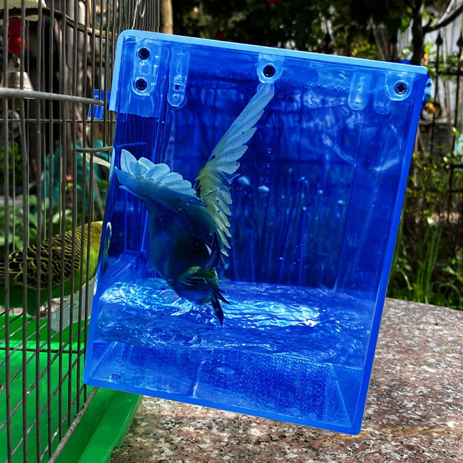 Kathson Acrylic Bird Bath Box Set - Hanging Parrot Bathtub with Water ...