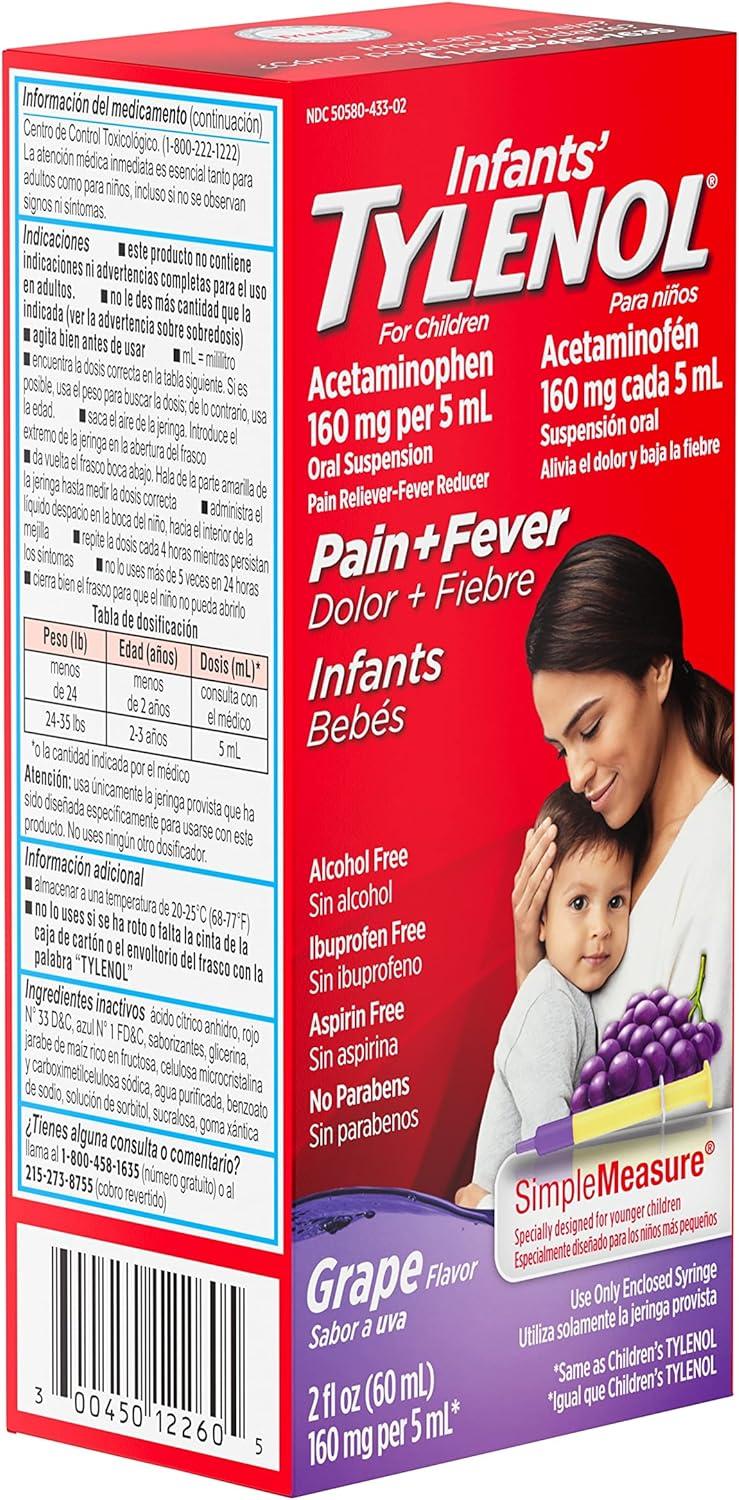 Infants' TYLENOL Oral Suspension Grape 2 Fl. Oz - Fast-Acting Pain ...
