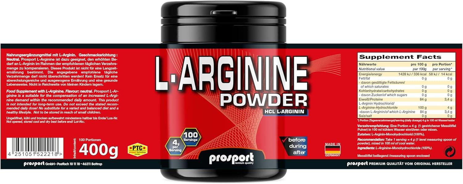 Buy Prosport L-Arginine Powder 400g - Premium Sports Nutrition for ...