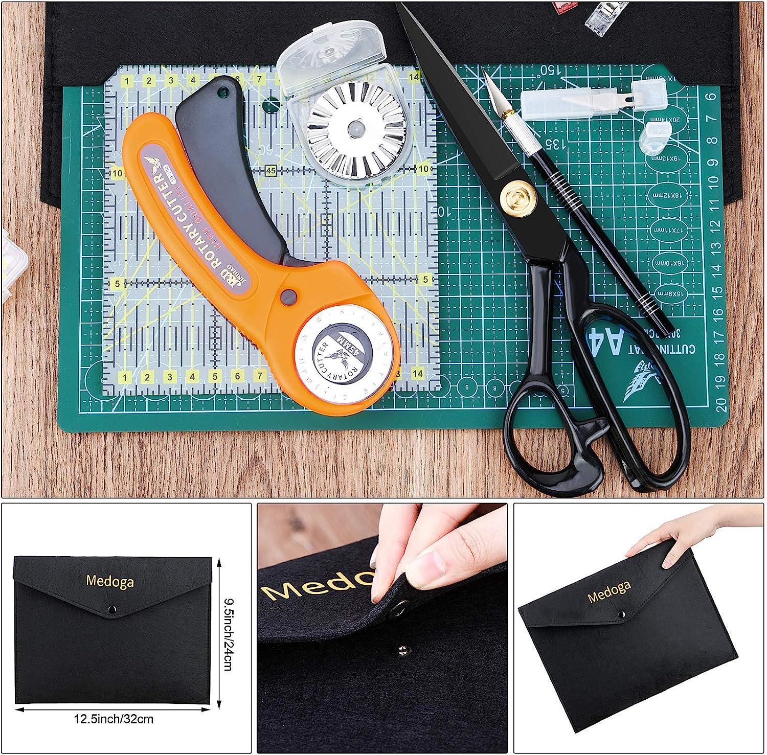 Medoga 104Pcs Rotary Cutter Set with Cutting Mat, Patchwork Ruler, and ...