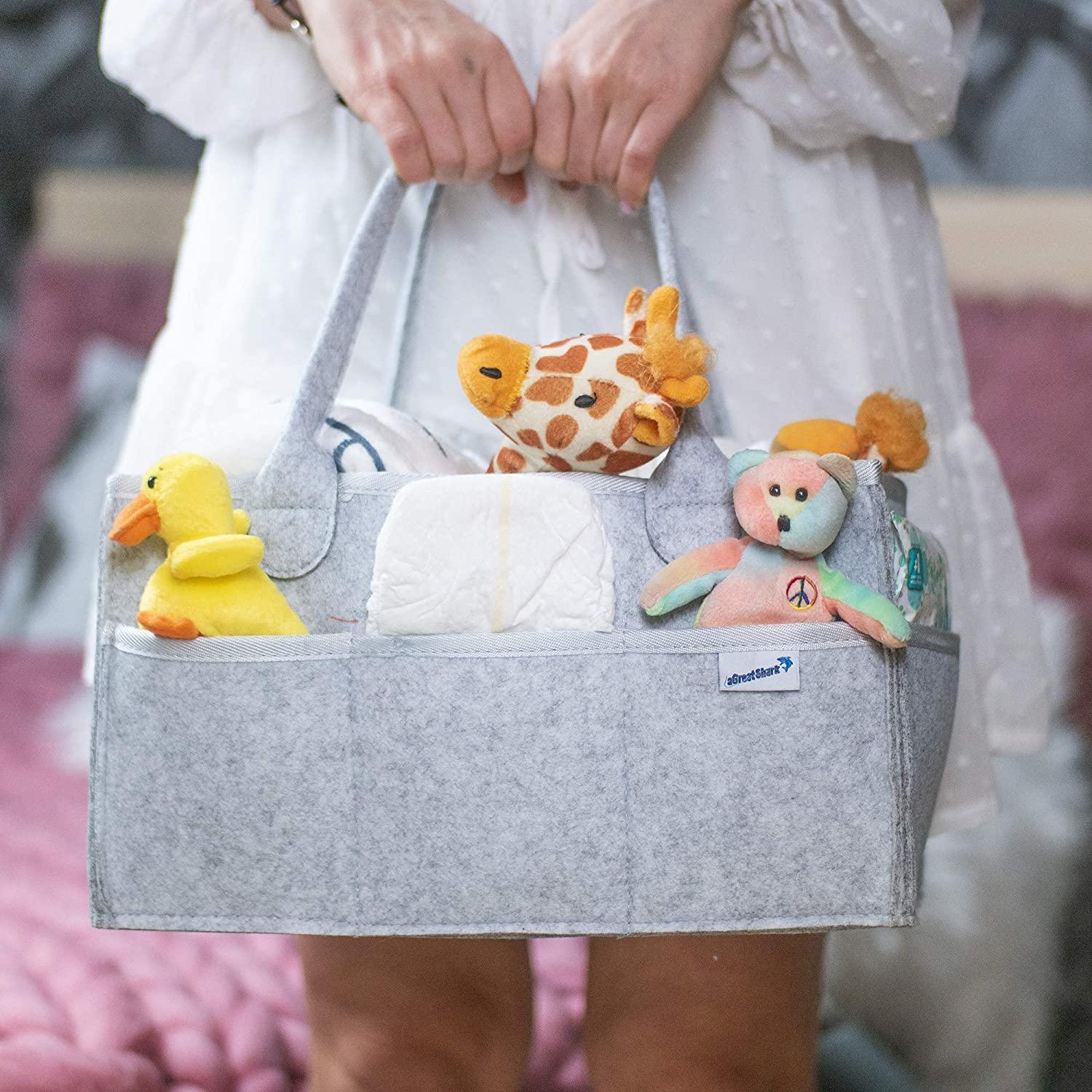 Shark Baby Diaper Caddy - Nursery Storage Bin with Zipper Pocket ...