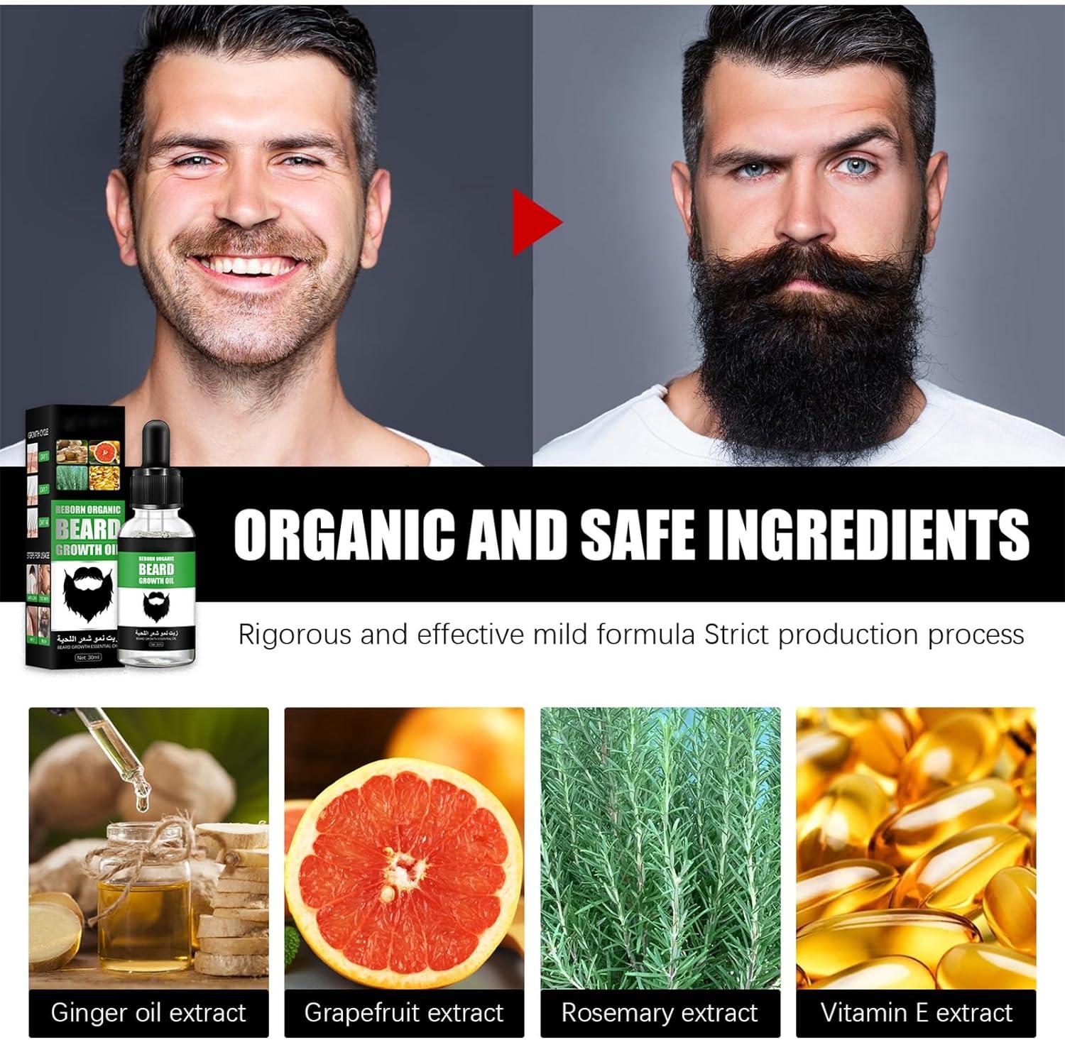 Beard Growth Kit with 0.5mm Derma Roller and Beard Oil Serum for Men ...