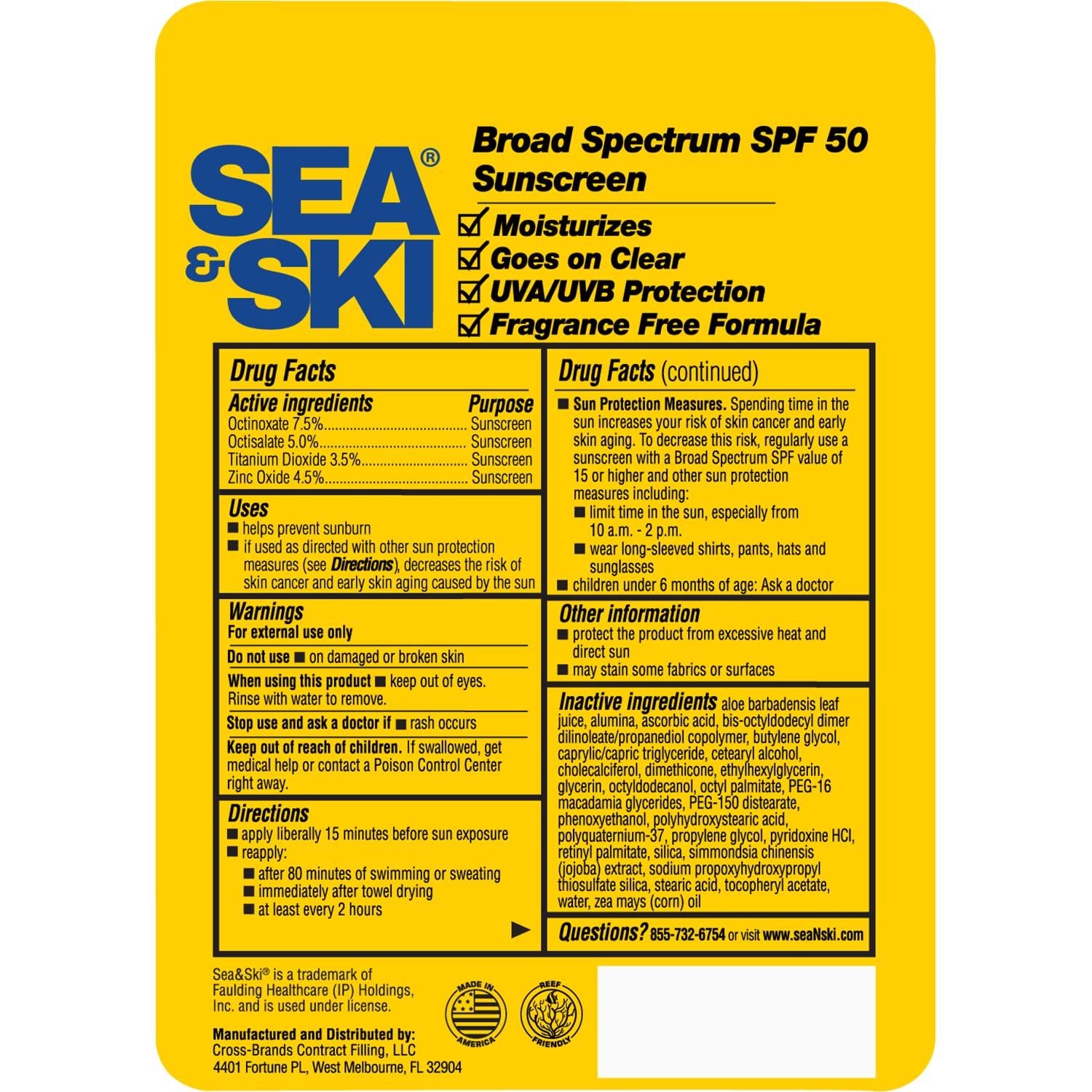 Sea & Ski Clear Zinc SPF 50 - Face, Nose, Ear, Scalp Sunscreen (1 ...