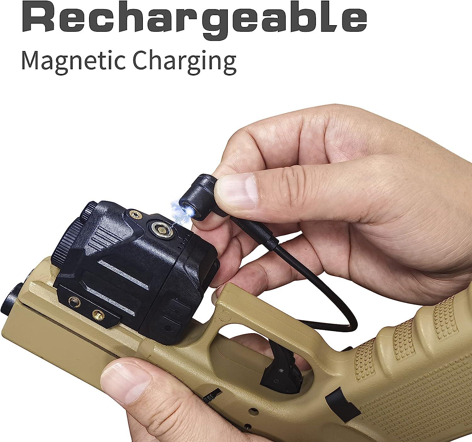 Tactical Green Laser Pistol Light 500 Lumens Rechargeable Tactical ...