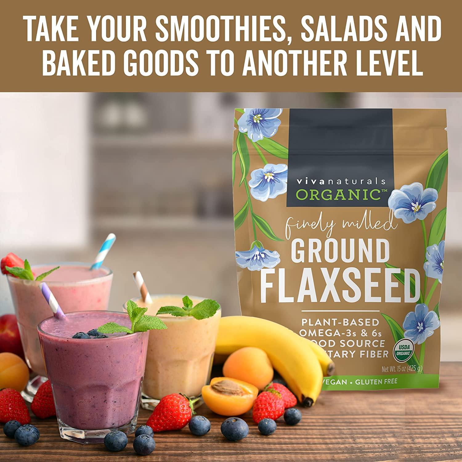 Organic Ground Flaxseed - Plant-Based Protein, Vegan Omega 3, Fiber for ...