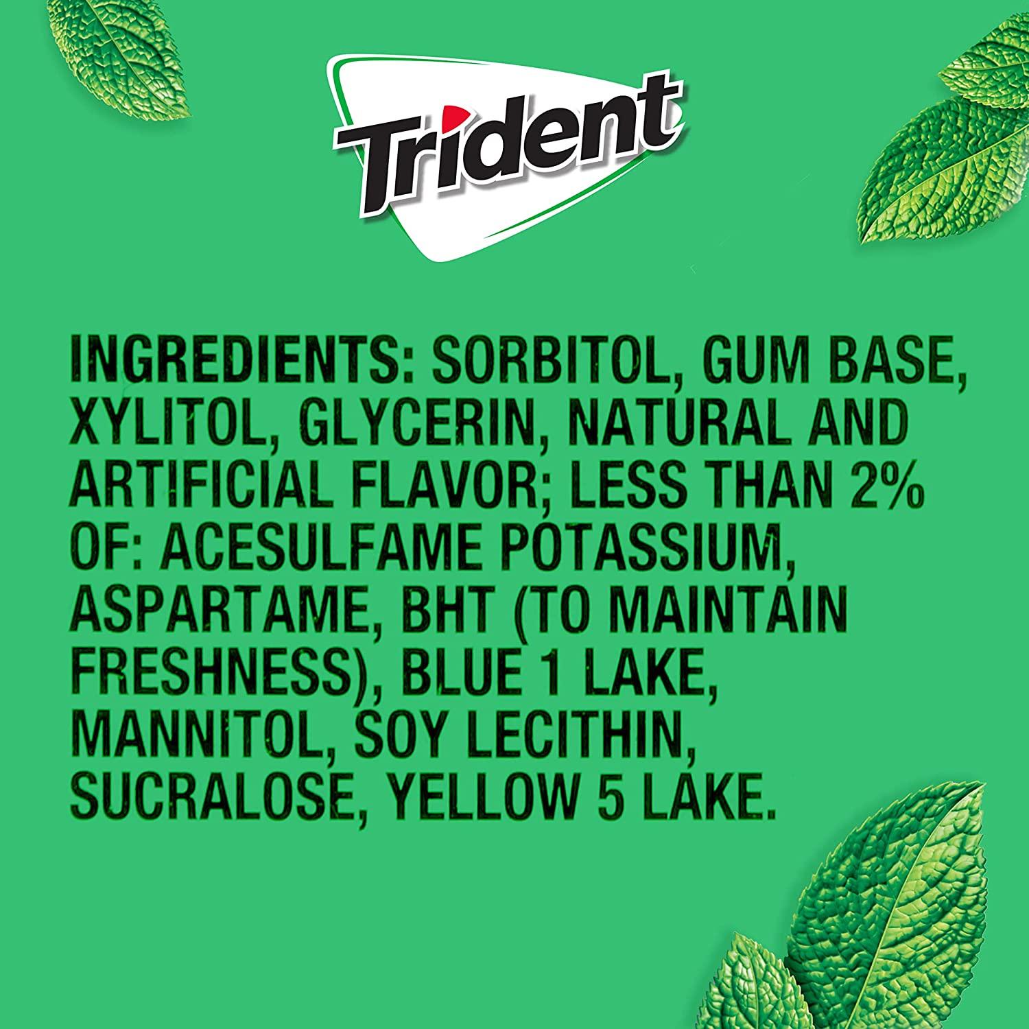Trident Unwrapped Spearmint Sugar Free Gum 4 Bottles of 50 Pieces (200 ...