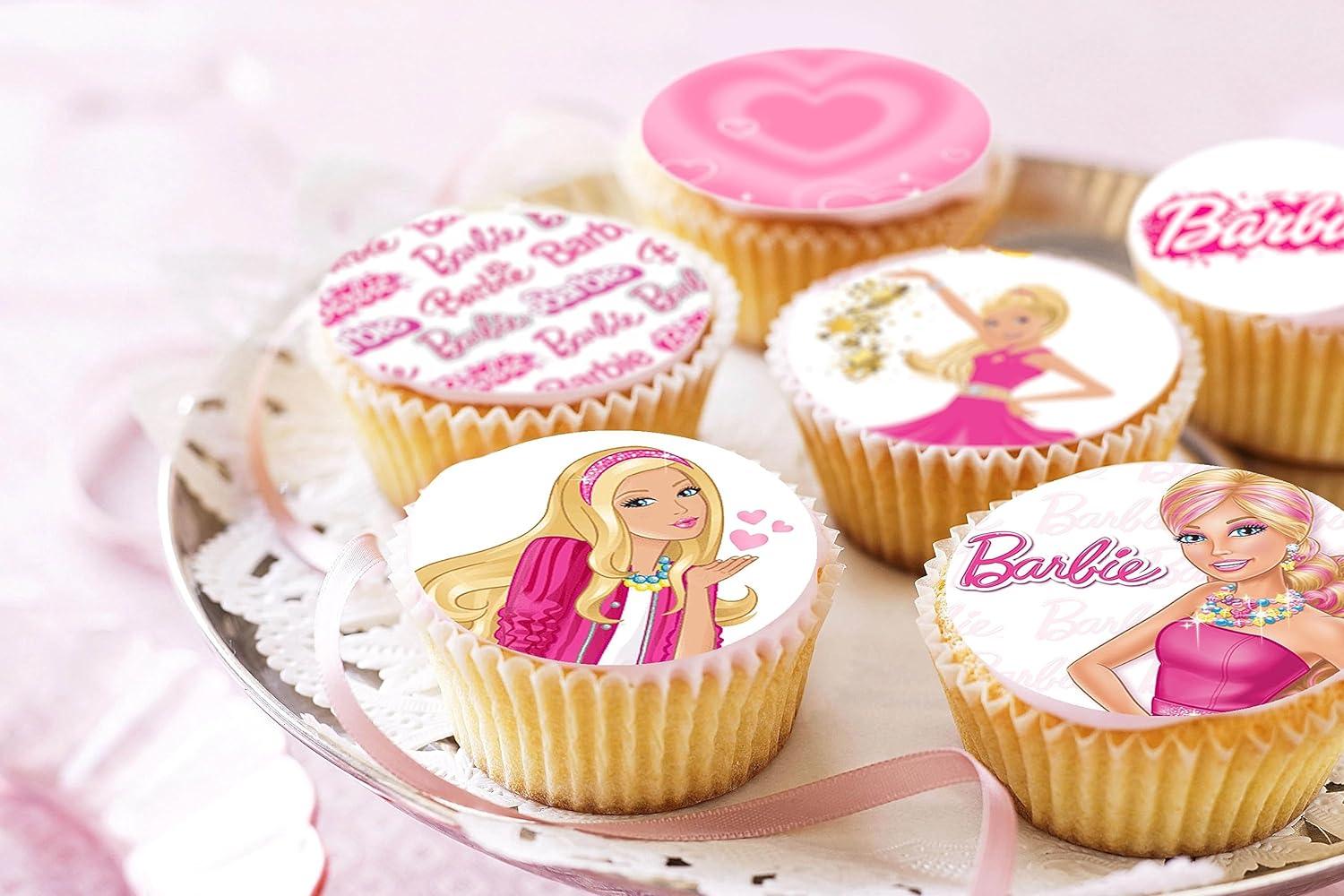 Pre-Cut Barbie 6B Edible Stand up Wafer/Rice Paper Cupcake Cake Toppers ...