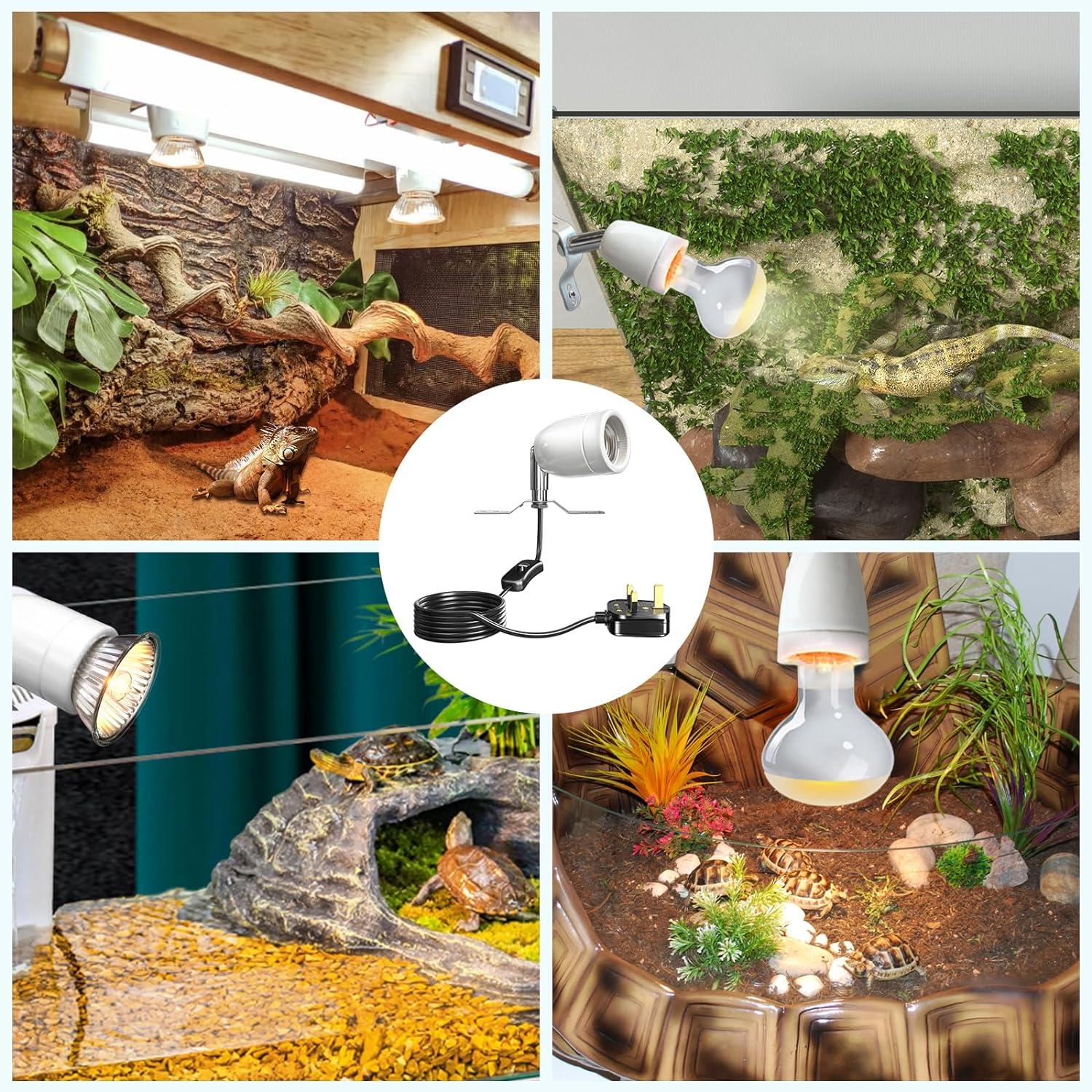 Bonlux 200W Ceramic Reptile Heat Lamp Holder with ON/Off Switch - E27 ...