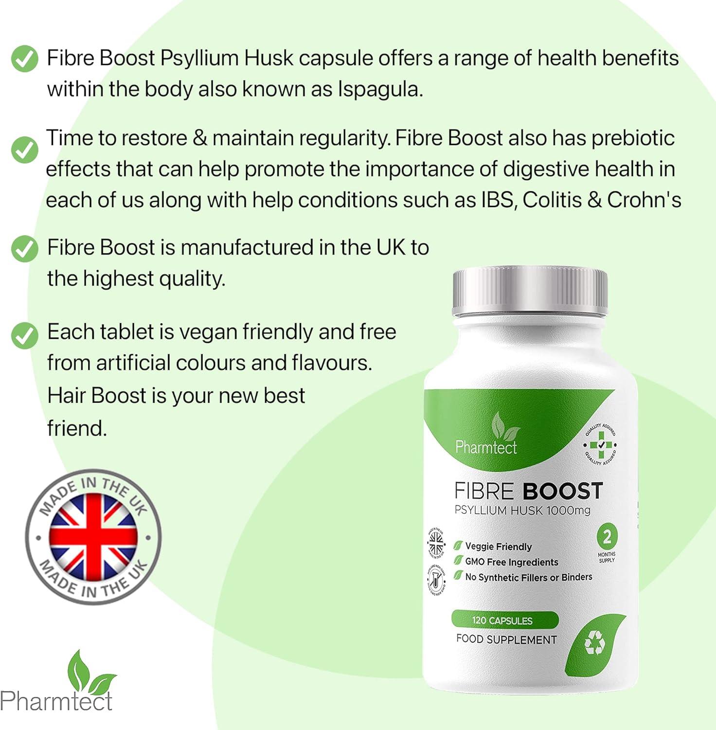 Pharmtect Psyllium Husk Fibre Supplement Capsules - 1000mg | Daily ...