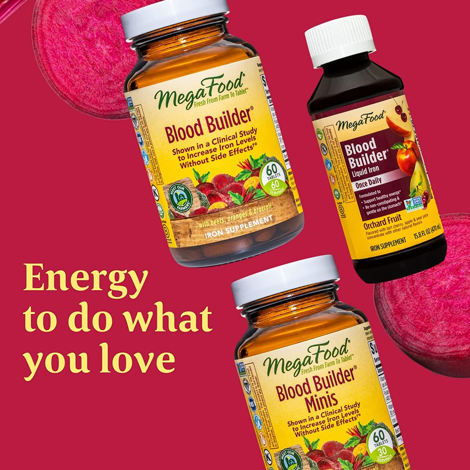 MegaFood Blood Builder Liquid Iron Supplement with Vitamin B12 - Non ...