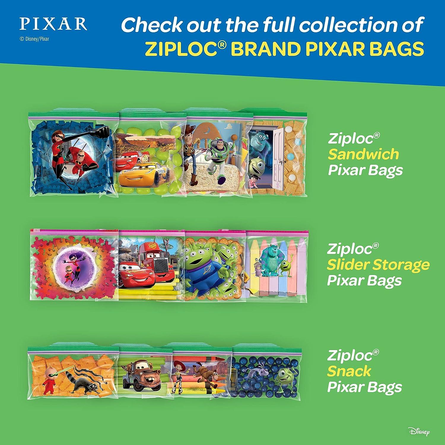 Ziploc Snack Bags with Grip 'n Seal Technology - 66 Count, Pixar ...