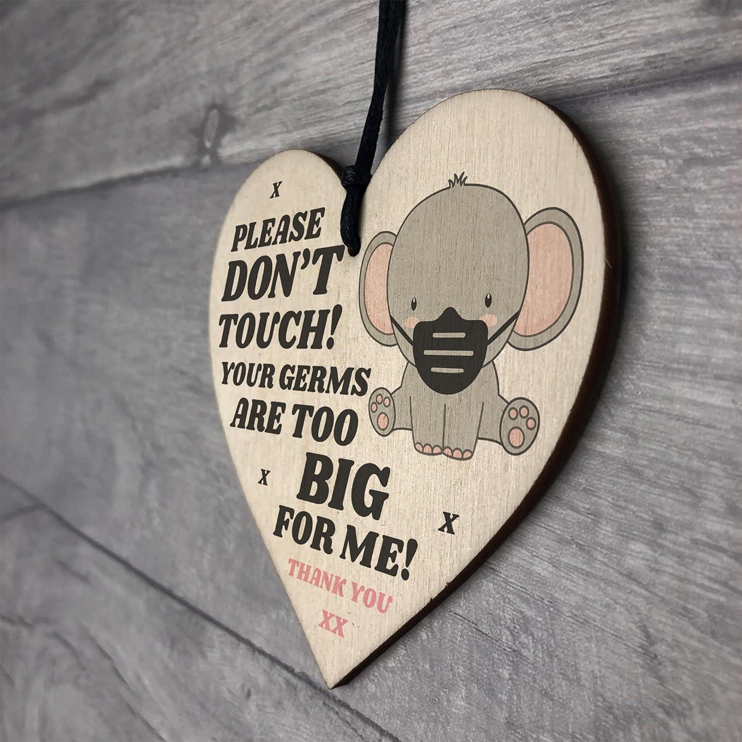RED OCEAN Hanging Pram Tag Elephant Mask - Don't Touch, Germs Are Too ...