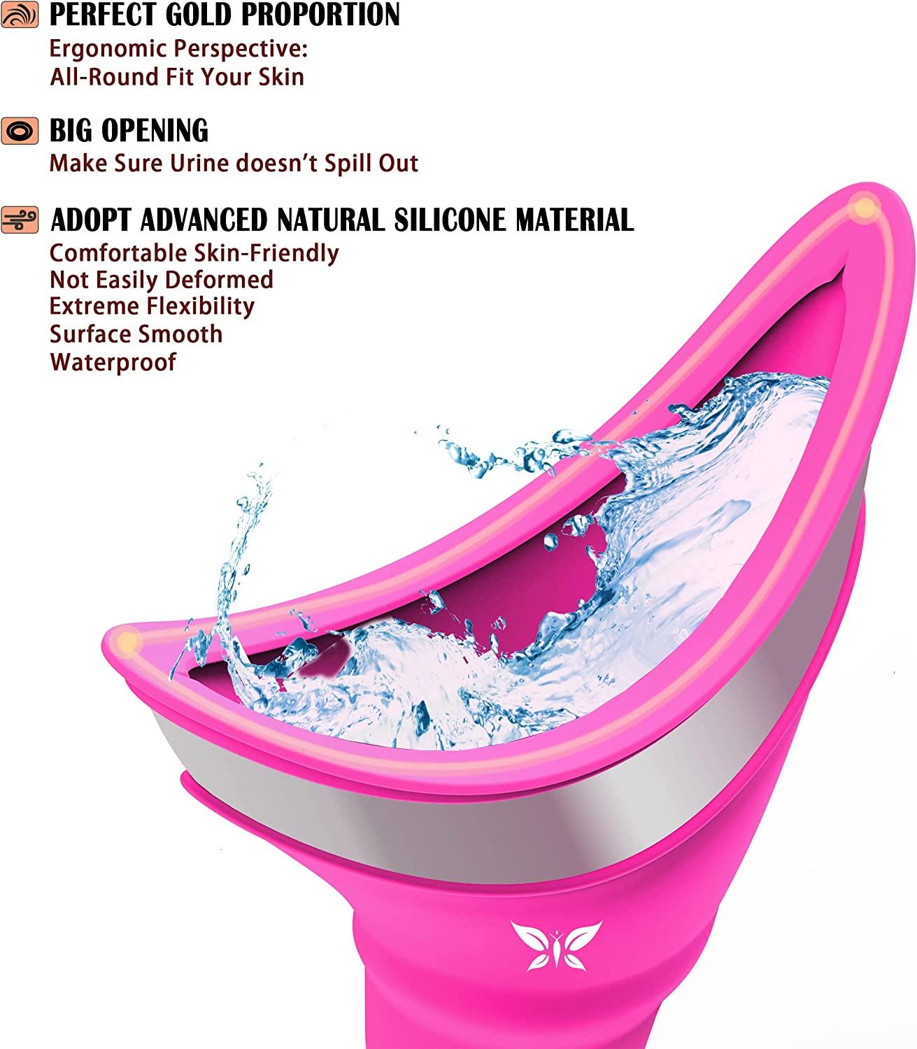 Reusable Female Urinal - Portable Silicone Pee Funnel for Women Standing Up to Pee - Waterproof ...
