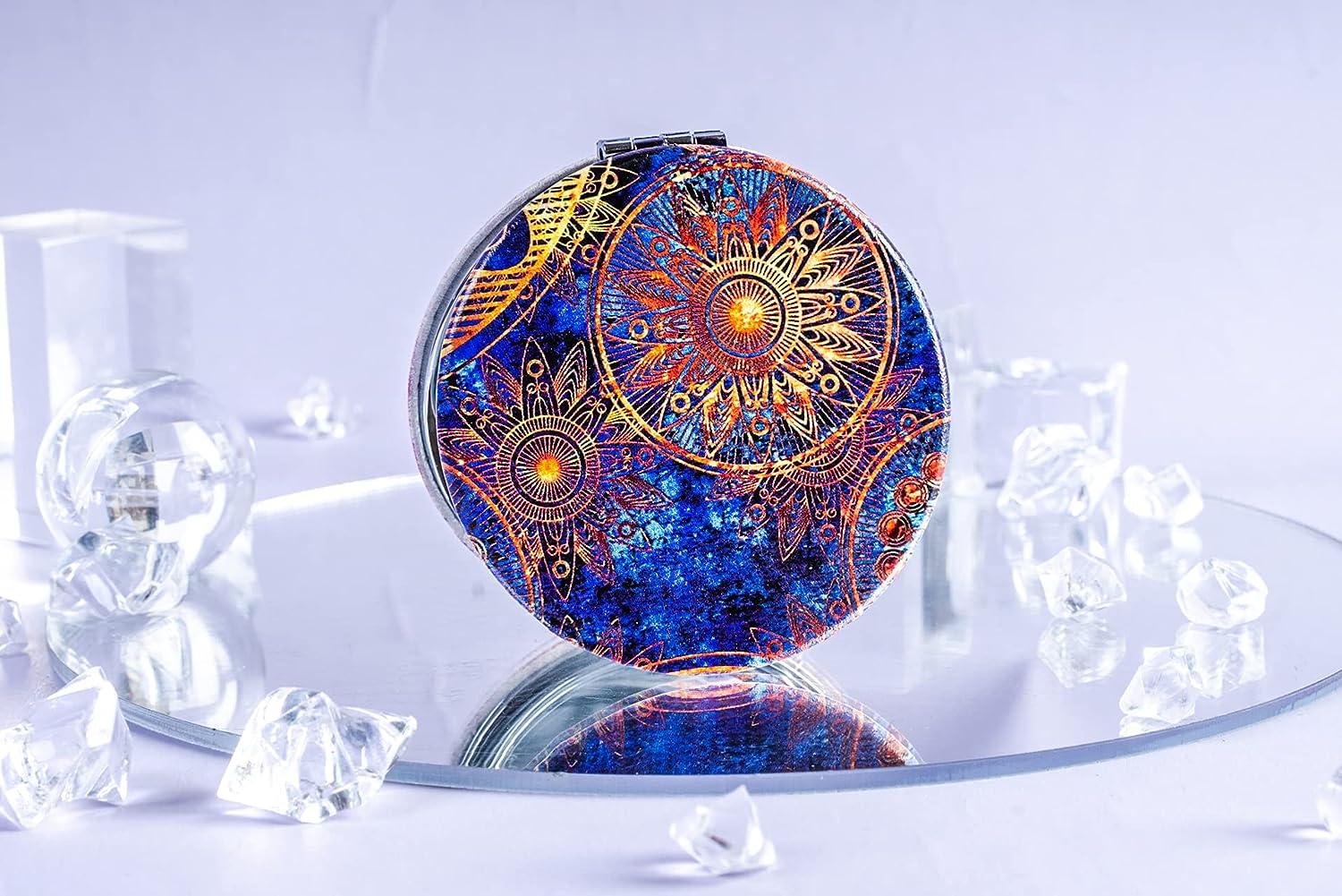 Lizimandu Metal Compact Mirror - 3X Magnifying Makeup Mirror - Blue ...