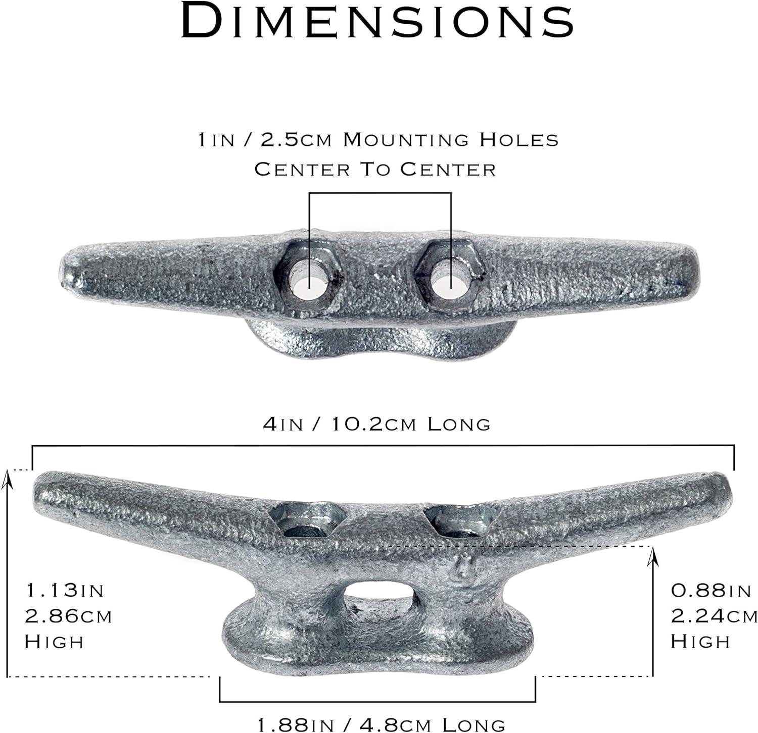 ZUJARA 4 inch Dock Cleats 10-Pack - Galvanized Iron Boat Cleats for ...