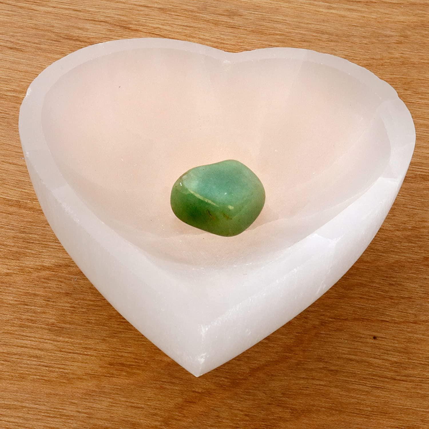 Selenite Heart Chakra Stone Set in a Bowl - Healing Crystals for ...