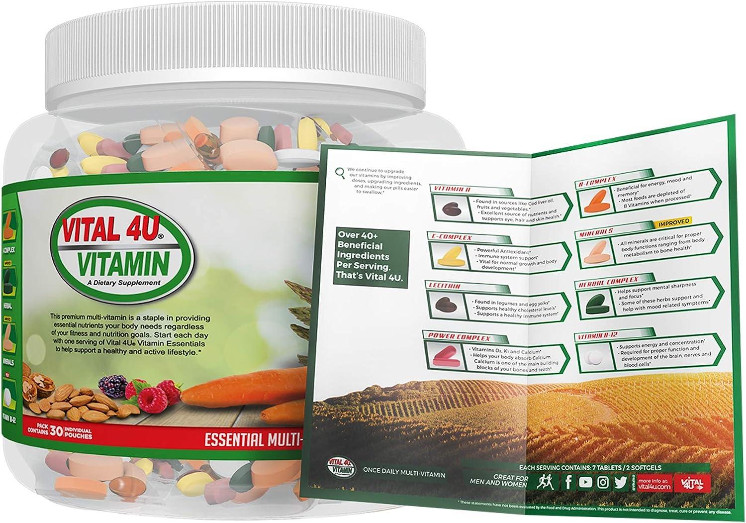 VITAL 4U Vitamin Essentials - Daily Multivitamin for Men and Women ...