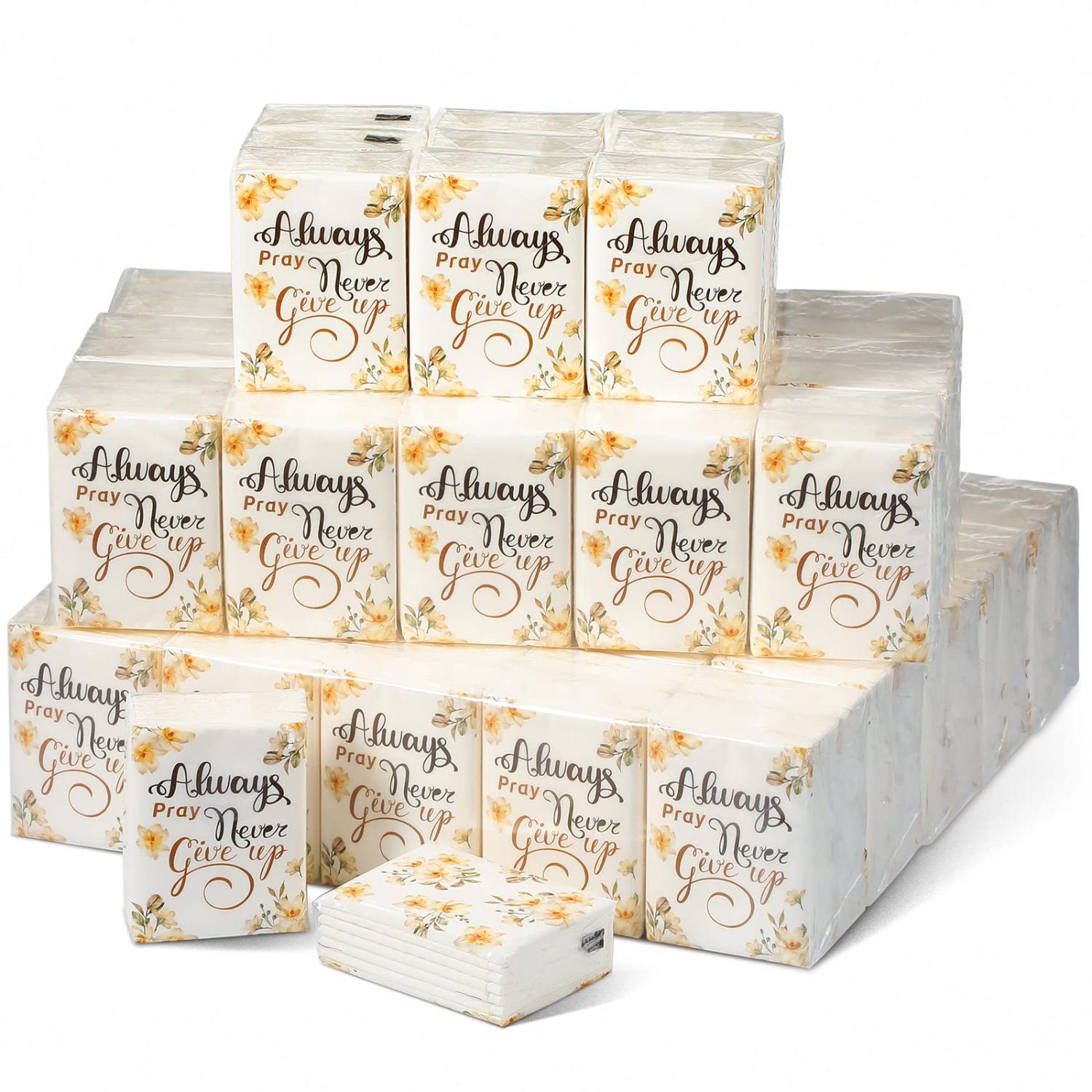 Always Pray Never Give Up Floral Pocket Tissues - 100 Pack | 3 Ply Mini ...
