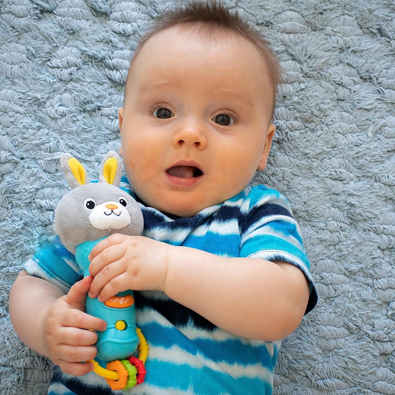 Bambiya Musical Bunny Teething Toy - Baby Teether Rattle with Lights ...