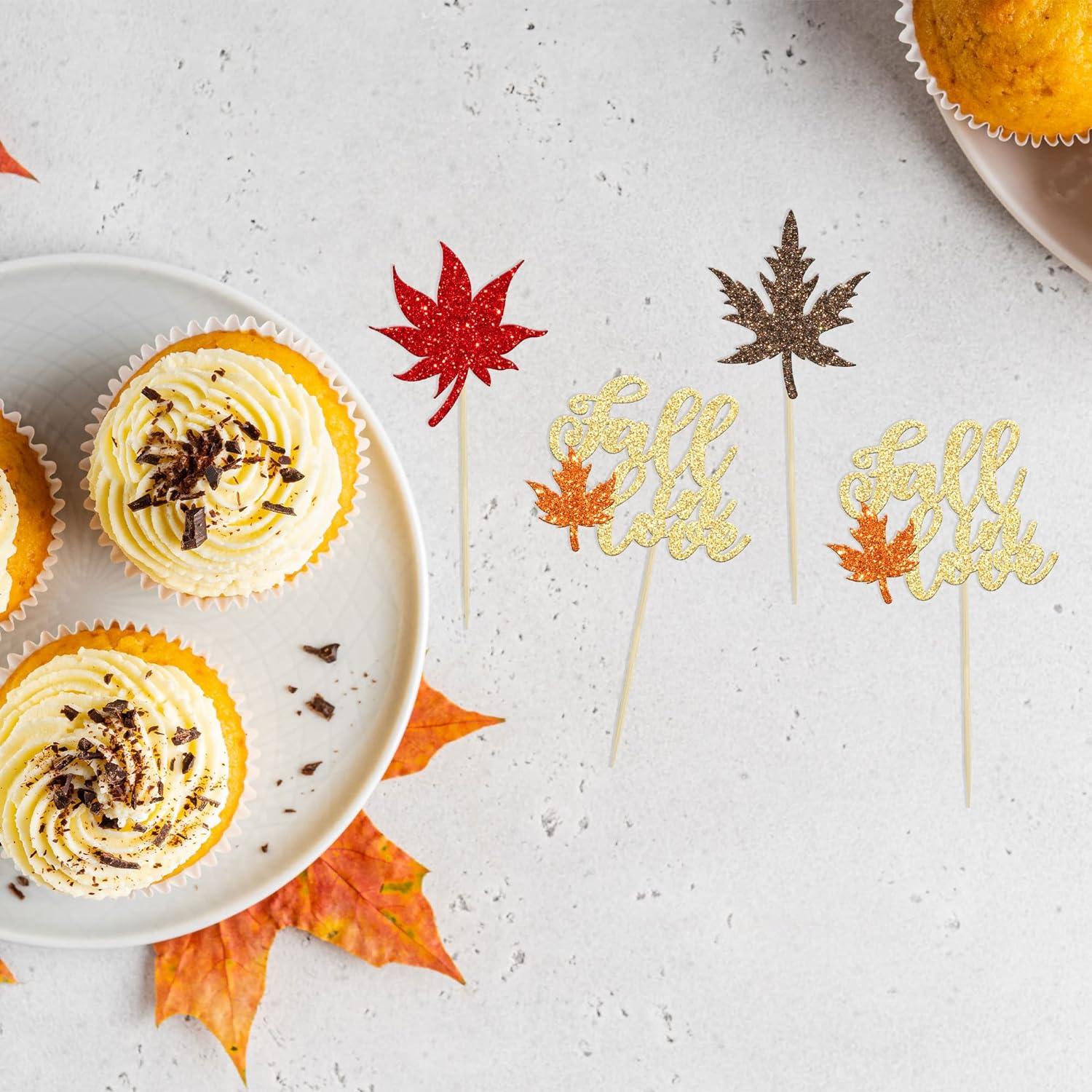 Gyufise 24Pcs Fall in Love Cupcake Toppers with Maple Fall Wedding ...