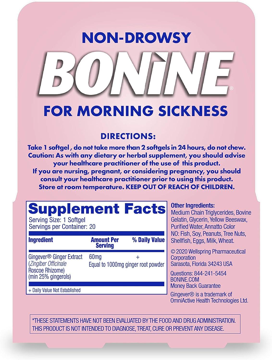 Non-Drowsy Bonine with Natural Concentrated Ginger 20 Count - Relief ...