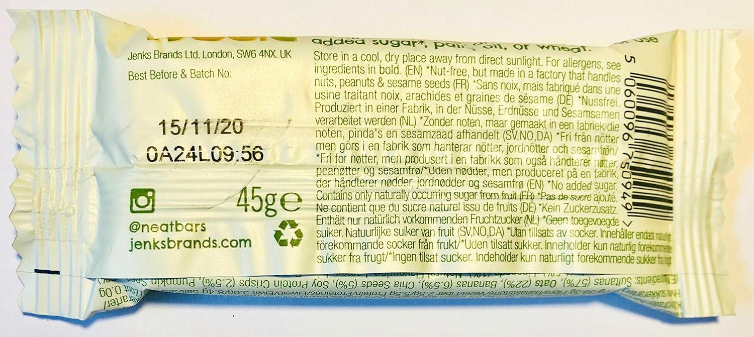 N'eat Vegan Energy Bars with Bananas, Chia Seeds & Multi Seeds 16x45g ...