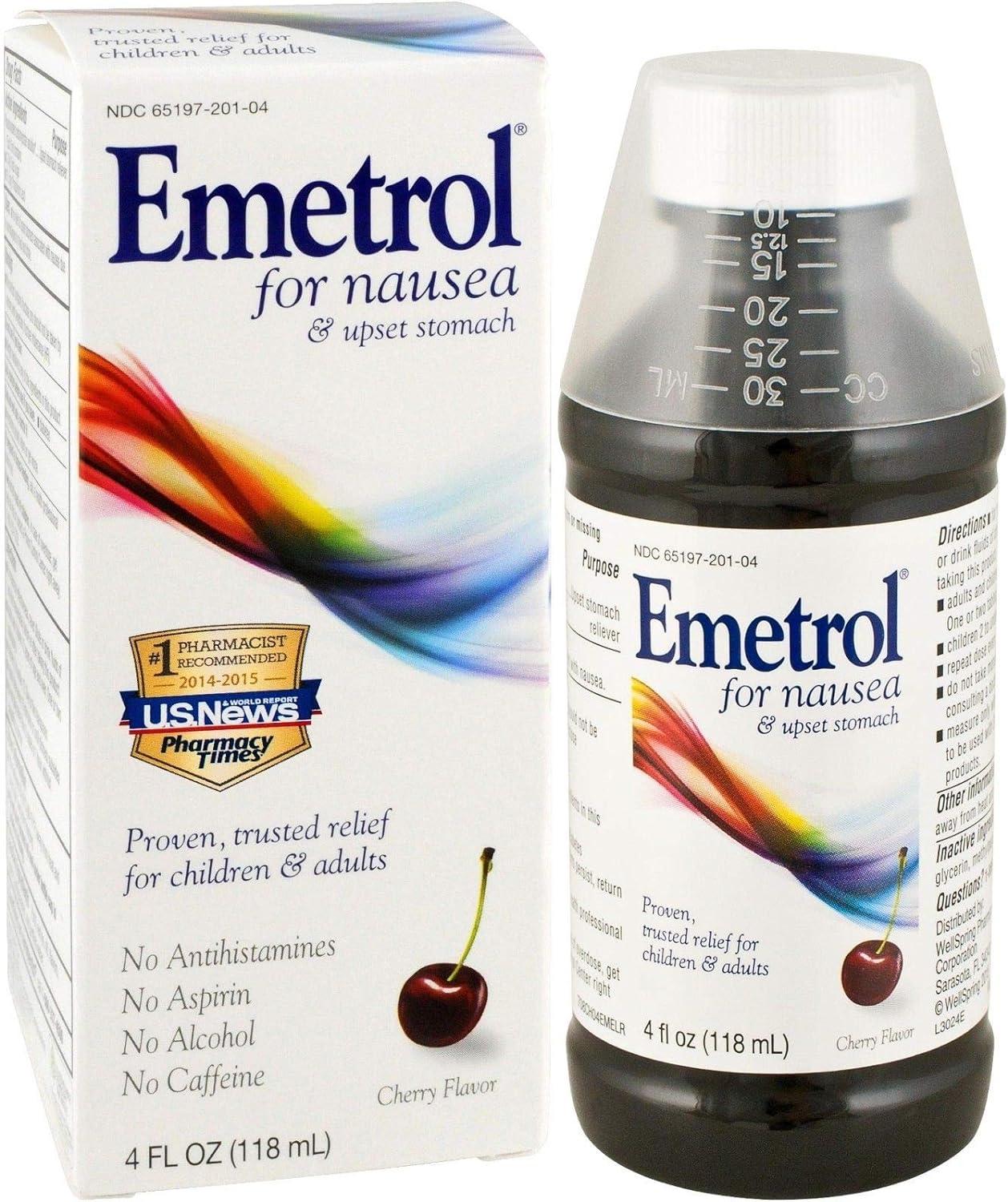 Pack of 3 Emetrol for Nausea Cherry 4oz - Fast Relief Formula