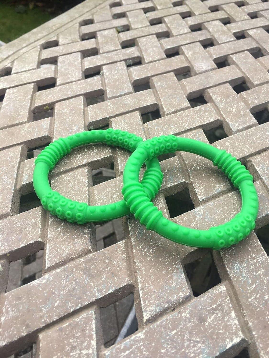 San Sero Teething Rings Set - Green Sensory Baby Teether Rings for ...