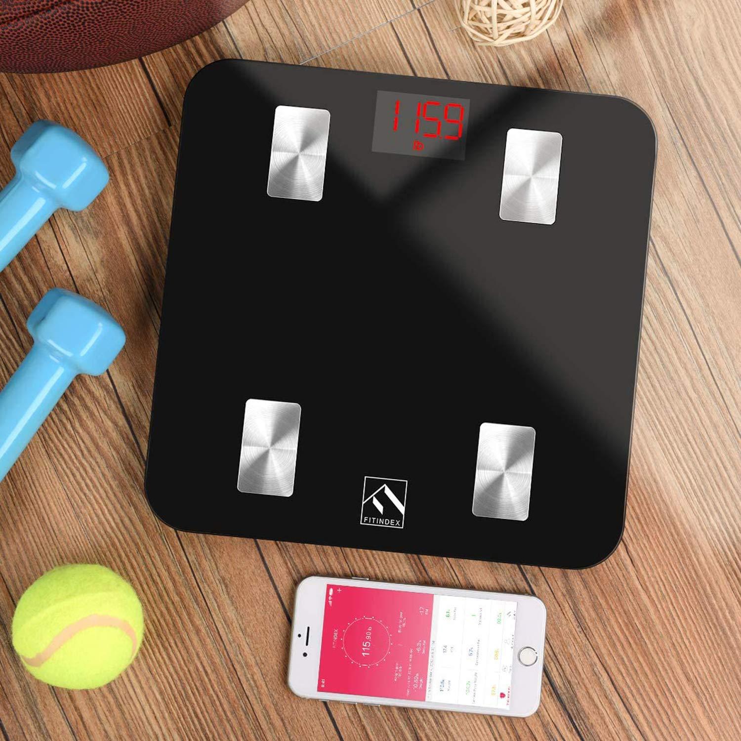 FITINDEX Smart Body Fat Scale - Digital Weight Scale with Smartphone ...
