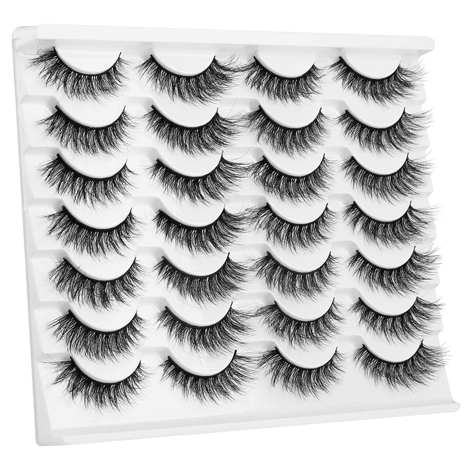 15mm Natural Look 3D Mink Lashes Pack - 14 Pairs Small Cat Eye Wispy ...