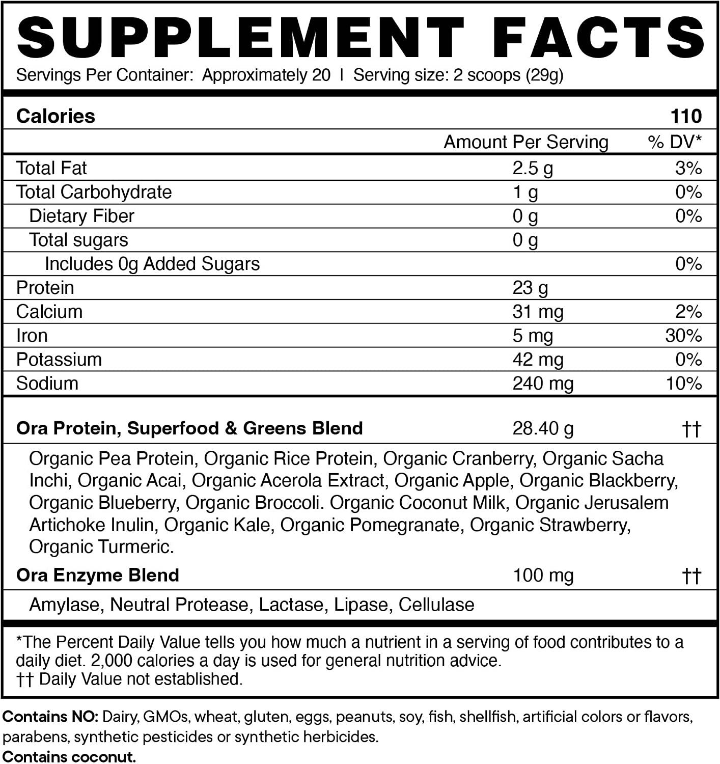 Ora Organic Vegan Protein Powder - 21g Plant Based Protein for Women ...