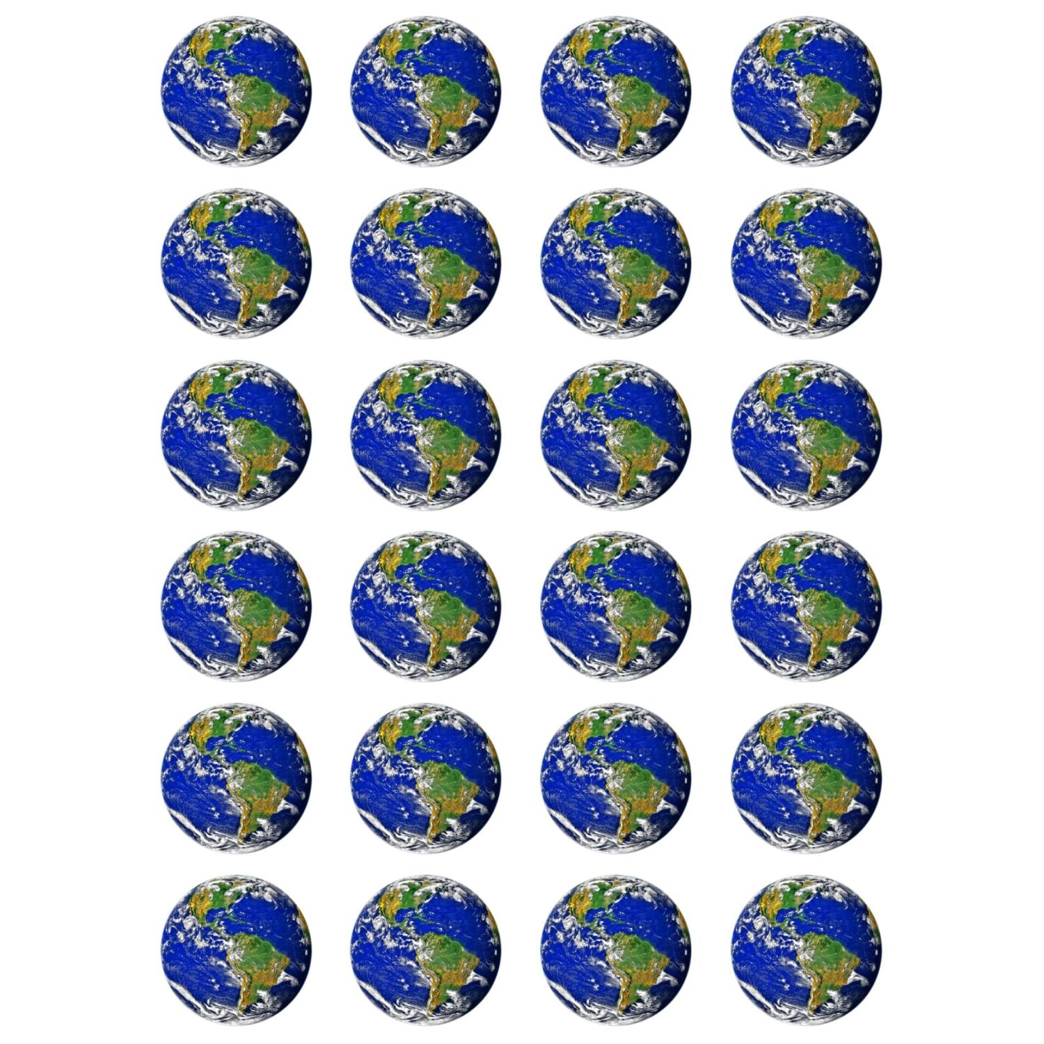 24 x Planet Earth Real Edible Wafer or Icing Cupcake Topper Fun Science ...
