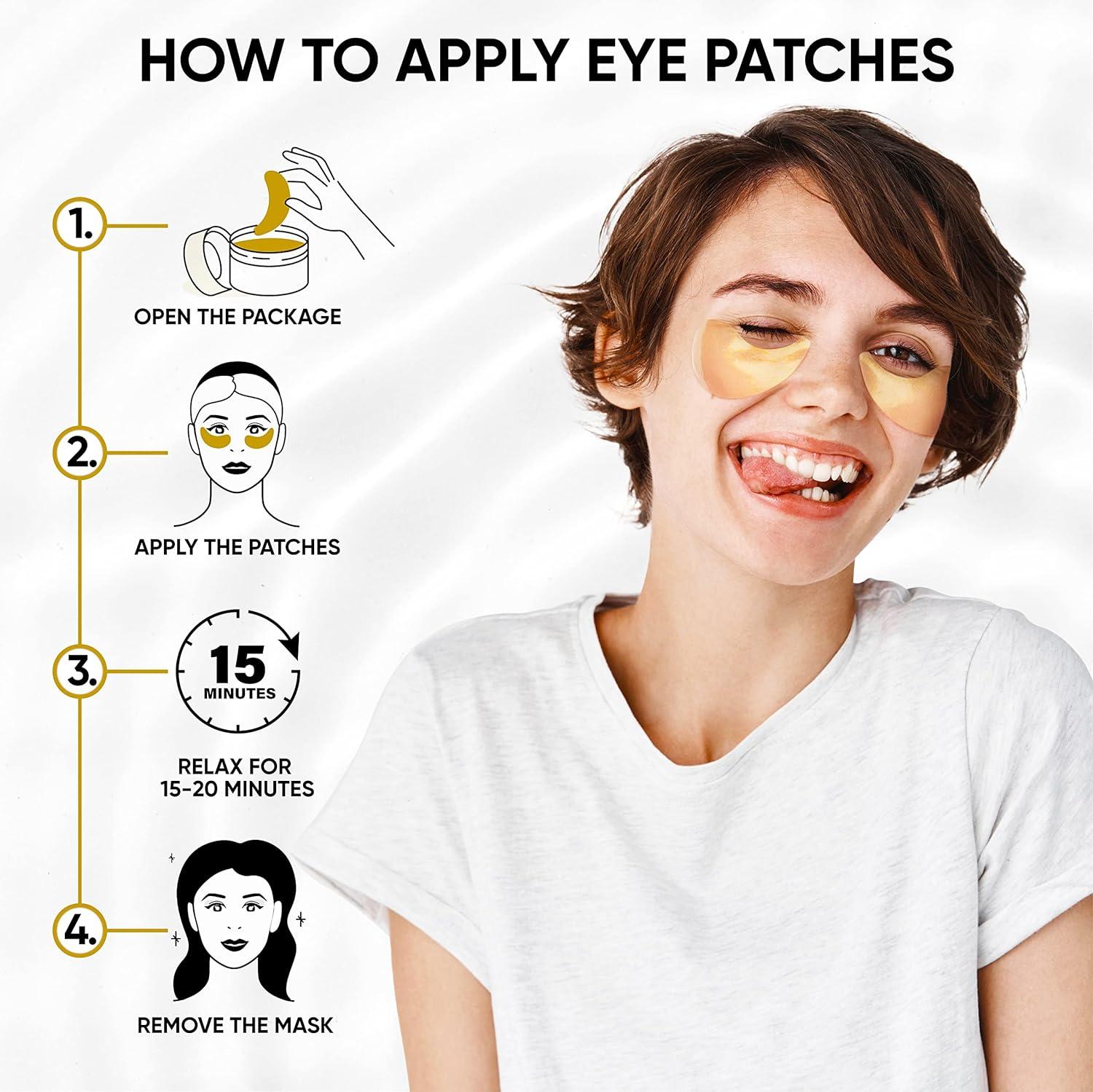 24k Gold Eye Masks for Puffy Eyes and Dark Circles - Anti-Aging ...