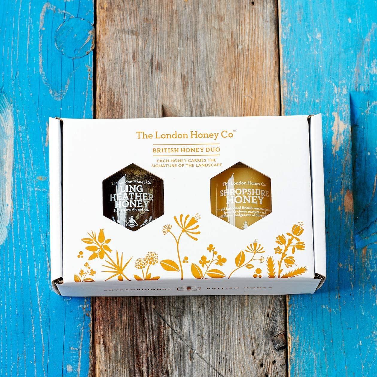 The London Honey Co. British Honey Duo (2x250g Jars) + Wooden Dipper ...